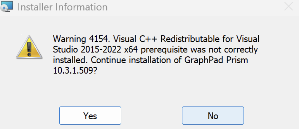 Visual C++ error is shown during installation of Prism on ARM-based devices - FAQ 2266 - GraphPad